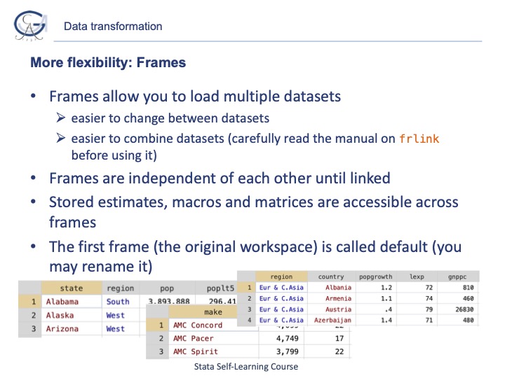 Frames - Self-Study Course for Stata
